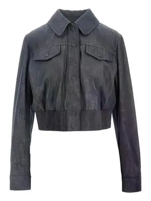 Fendi Chambray Cropped Jacket - Blue