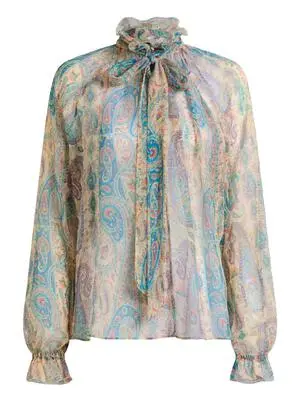 ETRO Scarf-Detail Paisley-Print Silk Blouse