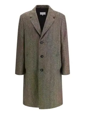MAISON MARGIELA Herringbone-patterned Single-breasted Coat - Brown
