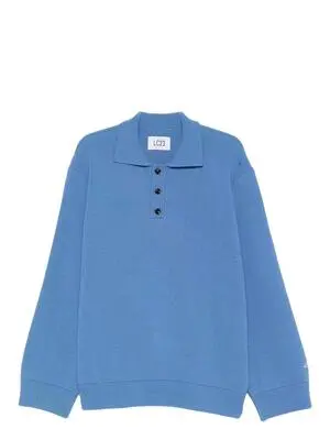 LC23 Button Collar Sweater - Blue