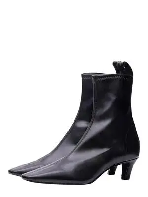 POCHE PARIS Square-toe Ankle Boots - Black