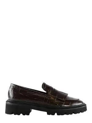 NOTABENE Tereza Crocodile-effect Loafers With Fringed Embellishment - Brown