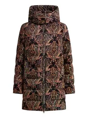 Etro Floral Paisley Velvet Puffer Jacket - Black