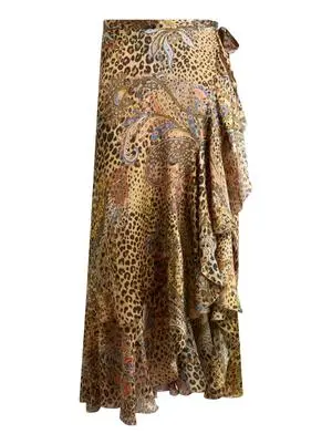 Etro Silk Midi Wrap Skirt - Brown