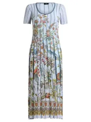 Etro Floral-print Pleated Midi Dress - Blue