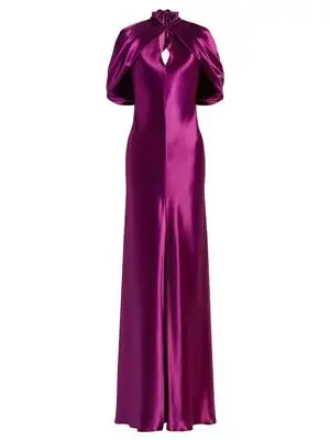 Alberta Ferretti Tie-neck Open-back Maxi Dress - Purple