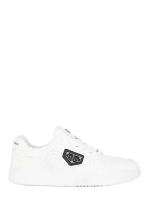 Philipp Plein Perforated-detail Low Top Sneakers - White