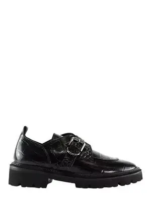 NOTABENE Tecla Crocodile-effect Derby Shoes - Black