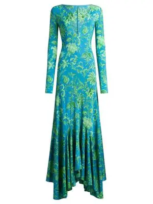 Etro Floral-motif Maxi Dress - Blue