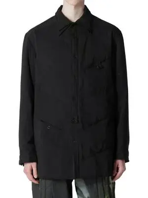 Yohji Yamamoto Collar-detail Shirt Jacket - Black