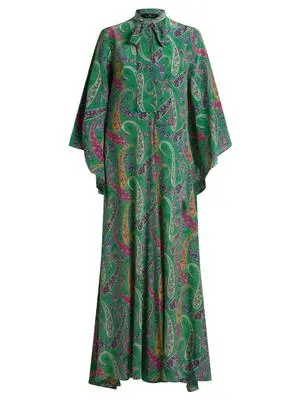 Etro Floral Paisley-motif Silk Maxi Dress - Green