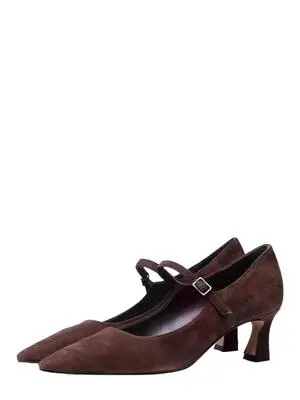 POCHE PARIS Buckle-strap Heeled Pumps - Brown