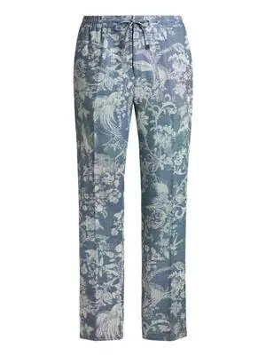 Etro Jacquard Floral Trousers - Blue