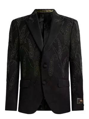 Etro Paisley Embroidery Jacquard Jacket - Black