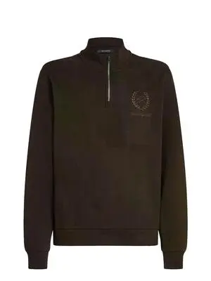 Karl Lagerfeld Logo-embroidered Half-zip Sweatshirt - Brown