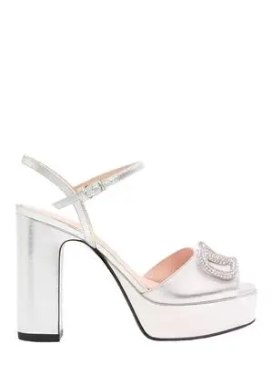 Valentino Garavani V-logo Signature Platform Sandals - Silver
