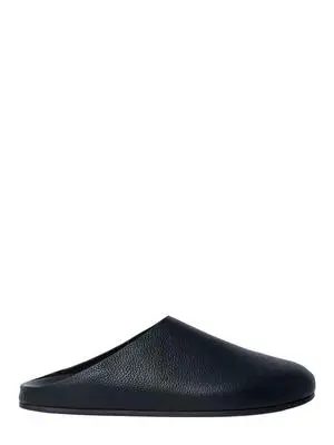 THE ROW Hudson Leather Flat Mules - Black