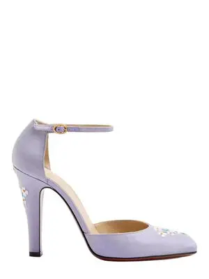 Valentino Garavani 105mm Embroidered Ankle-strap Pumps - Purple