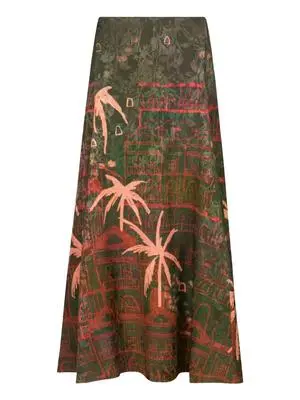 Johanna Ortiz Encanto De Isla Printed Maxi Skirt - Green