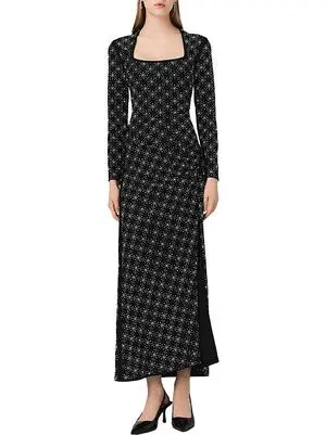 Maje Roseperla Rhinestone & Pearl Maxi Dress - Black