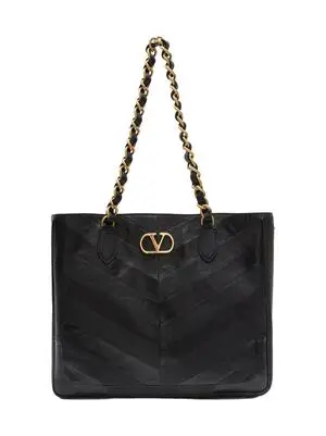 Valentino Garavani Laseine Chevron-pattern Tote Bag - Black