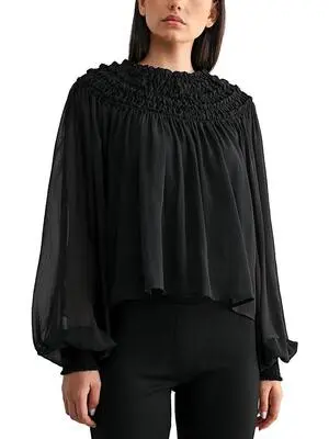 LUVEE Mable Smocked Blouse Black