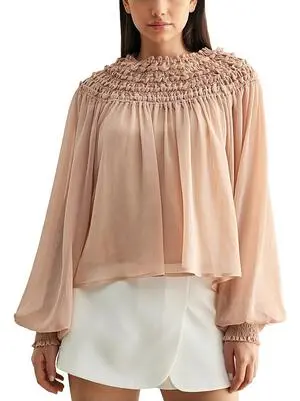 LUVEE Mable Smocked Blouse Blush