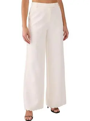 Nasty Gal Embroidered Tailored Wide Leg Trousers - White