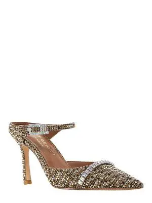 Kurt Geiger Strass Embellished Pointed Mule Pumps - Open Beige