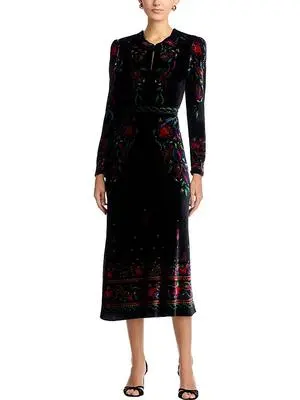 Saloni Claudia Velvet Midi Dress - Budapest Gem