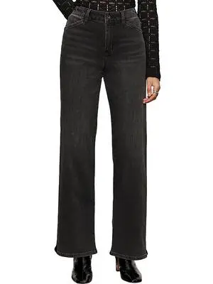 Sanctuary Tuxedo High Rise Relaxed Straight Jeans - Black Tie