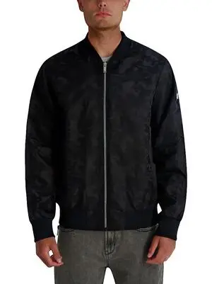 Karl Lagerfeld Paris Camo Bomber Jacket - Black