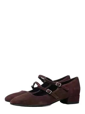 POCHE PARIS Buckle-strap Block Heel Pumps - Brown