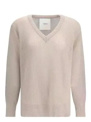 CRUNA Giselle Ribbed-knit V-neck Sweater - Neutrals