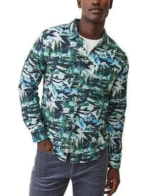 Marine Layer Printed Long Sleeve Button Front Shirt - Navy Ski Print