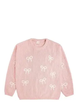 SWEET WINK All Over Bows Knit Sweater - Blush Pink
