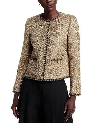 Elie Tahari Ramy Jacket - Rose Gold Sequin Tweed