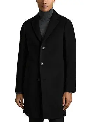 REISS Gable Wool Blend Overcoat - Black