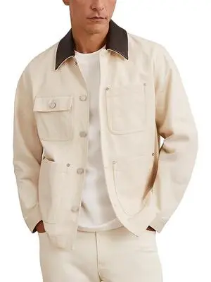 REISS Long Sleeved Worker Jacket - Off White