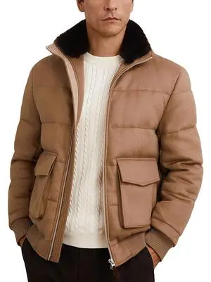 REISS Gerald Quilted Jacket - Light Brown