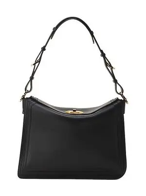 LANVIN Compagnon Asymmetrical Shoulder Bag In Leather - Black.
