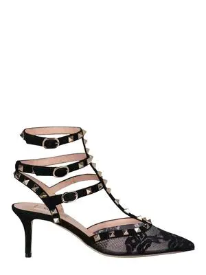 Valentino Garavani 65mm Rockstud Lace Stud Pumps - Black