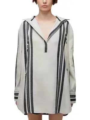 OSKLEN Hooded Striped Shirt Dress - White