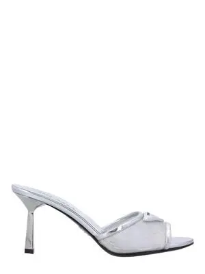 Prada Triangle Logo Sandals - Silver