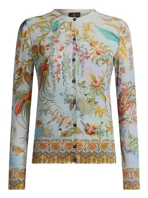 Etro Flora And Fauna Motif Cardigan - Blue