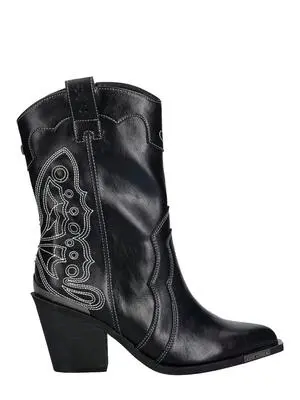 BUFFALO 80mm Butterfly Embroidery Boots - Black