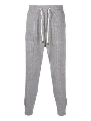Brunello Cucinelli Ribbed-knit Cashmere Sweatpants - Grey