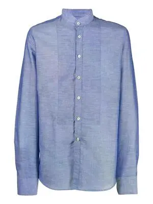 DELL'OGLIO Mandarin Collar Buttoned Shirt - Blue
