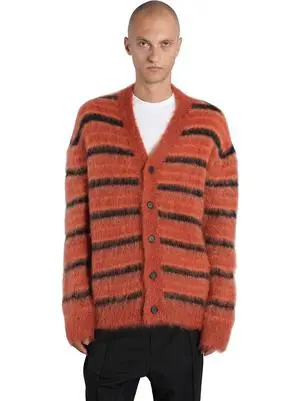 Marni Striped Mohair-blend Cardigan - Orange