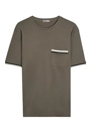 Herno Striped-trim Cotton T-shirt - Taupe